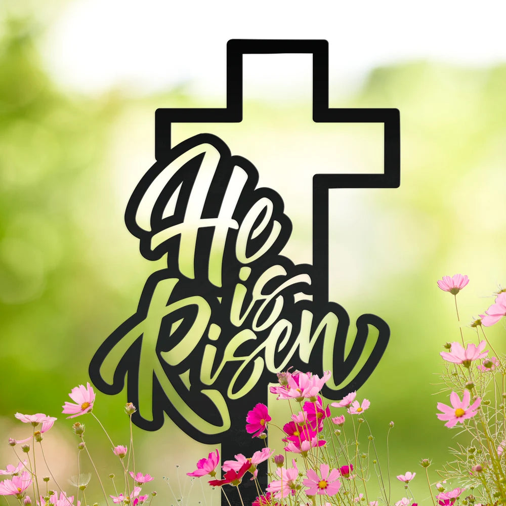 Easter He is Risen Cross Metal Sign Outdoor Yard Decoration – Beckymetal.com