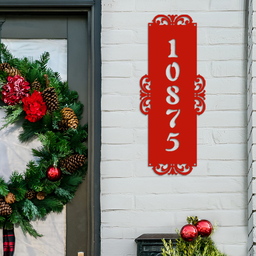 Fancy-Vertical Number Monogram Address Metal Sign Custom – Beckymetal.com