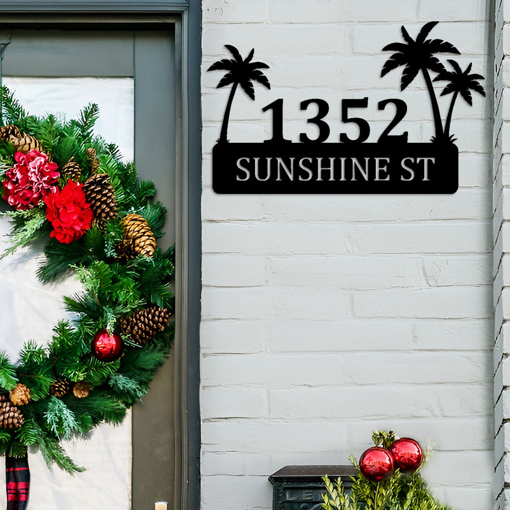 Palm Tree Address Metal Sign Custom – Beckymetal.com