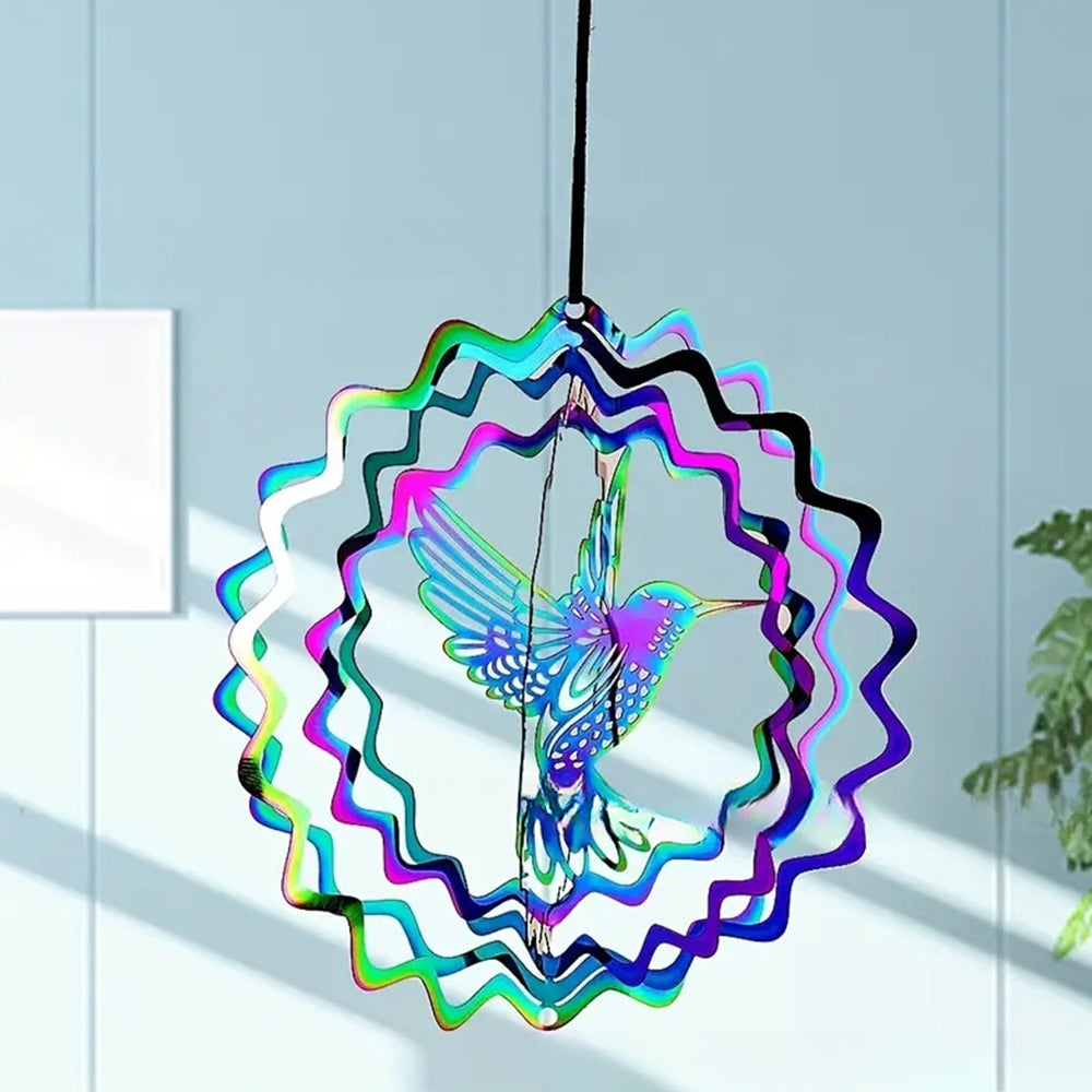 Hummingbird Wind Spinner 3D Stainless Steel Wind Chime Crop Bird Repel ...