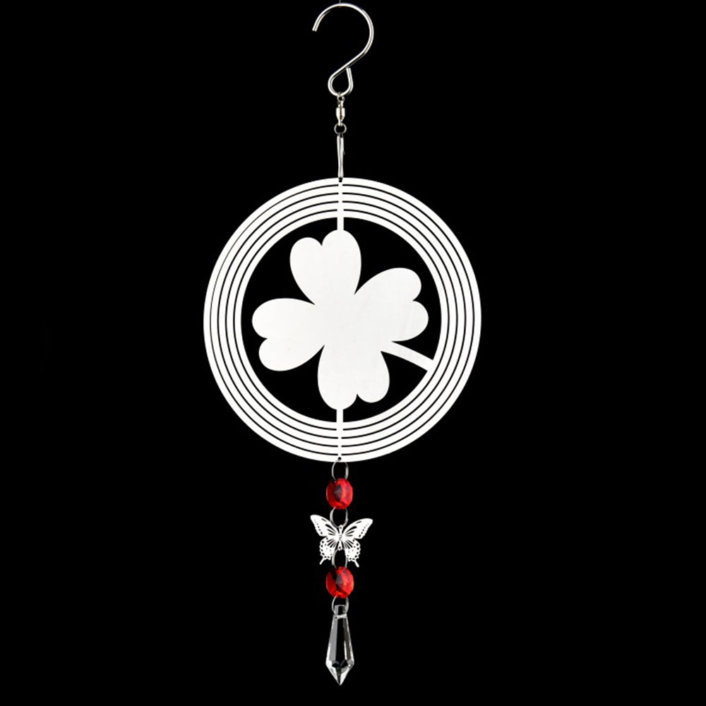 Four-leaf Clover Wind Spinner 3D Stainless Steel Wind Chime Crop Bird ...