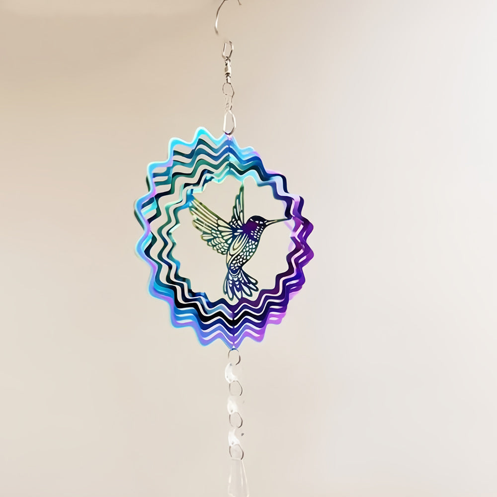 Hummingbird Wind Spinner 3D Stainless Steel Wind Chime Crop Bird Repel ...