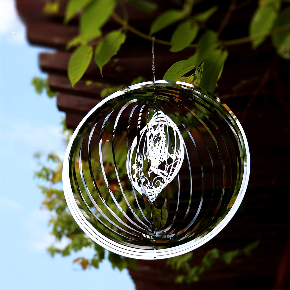 Butterfly Elf Wind Spinner 3D Stainless Steel Wind Chime Crop Bird Rep ...