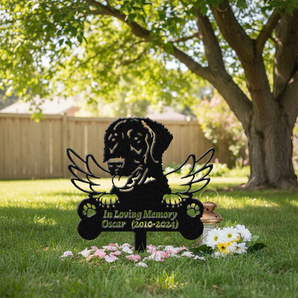 Curly Coated Retriever Dog Custom Memorial Stake with Wings ...