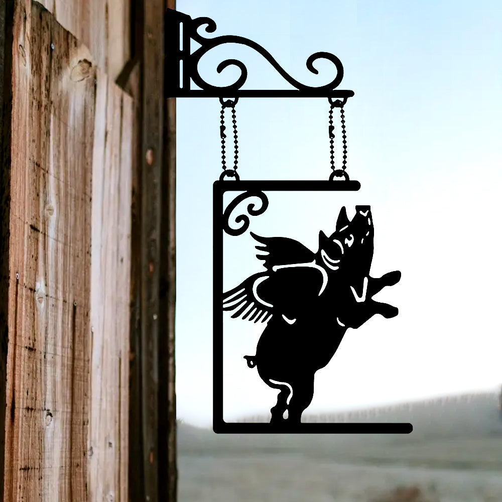 Flying Pig Door Sign Hanging Chain Metal Art – Beckymetal.com