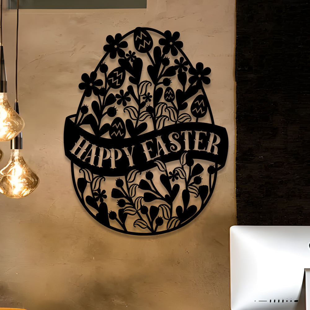 Happy Easter Egg Sign Metal Wall Art Decoration – Beckymetal.com