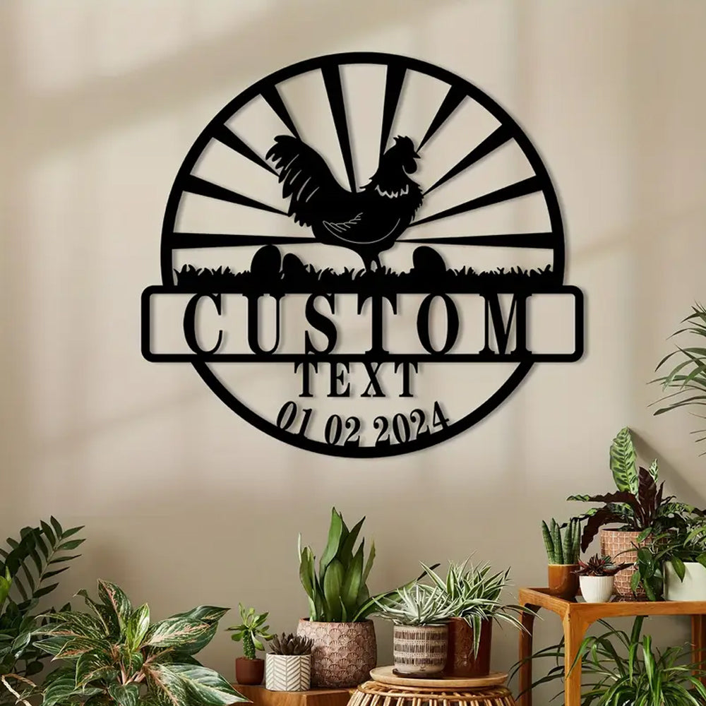 Personalised Farmhouse Rooster Sign Metal Wall Art Decoration ...