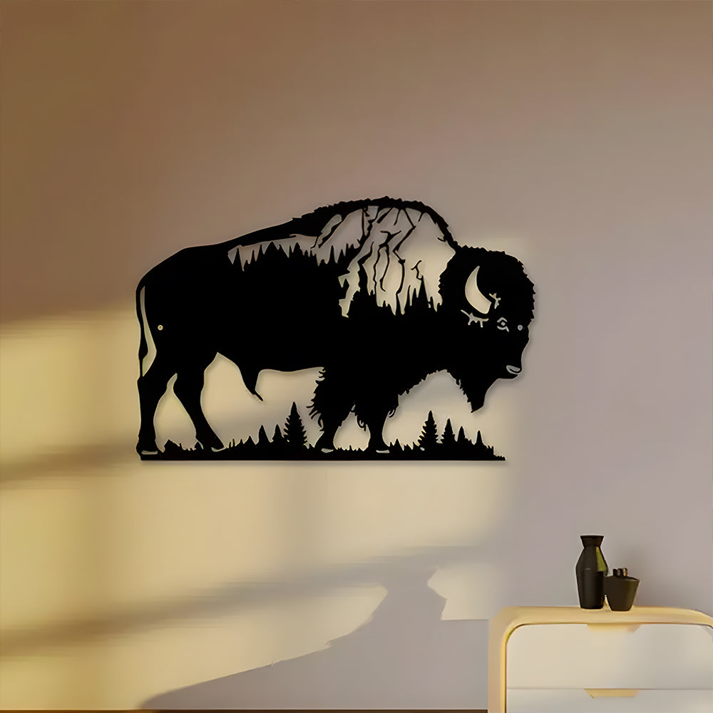 Buffalo & Trees Sign Metal Wall Art Decoration – Beckymetal.com