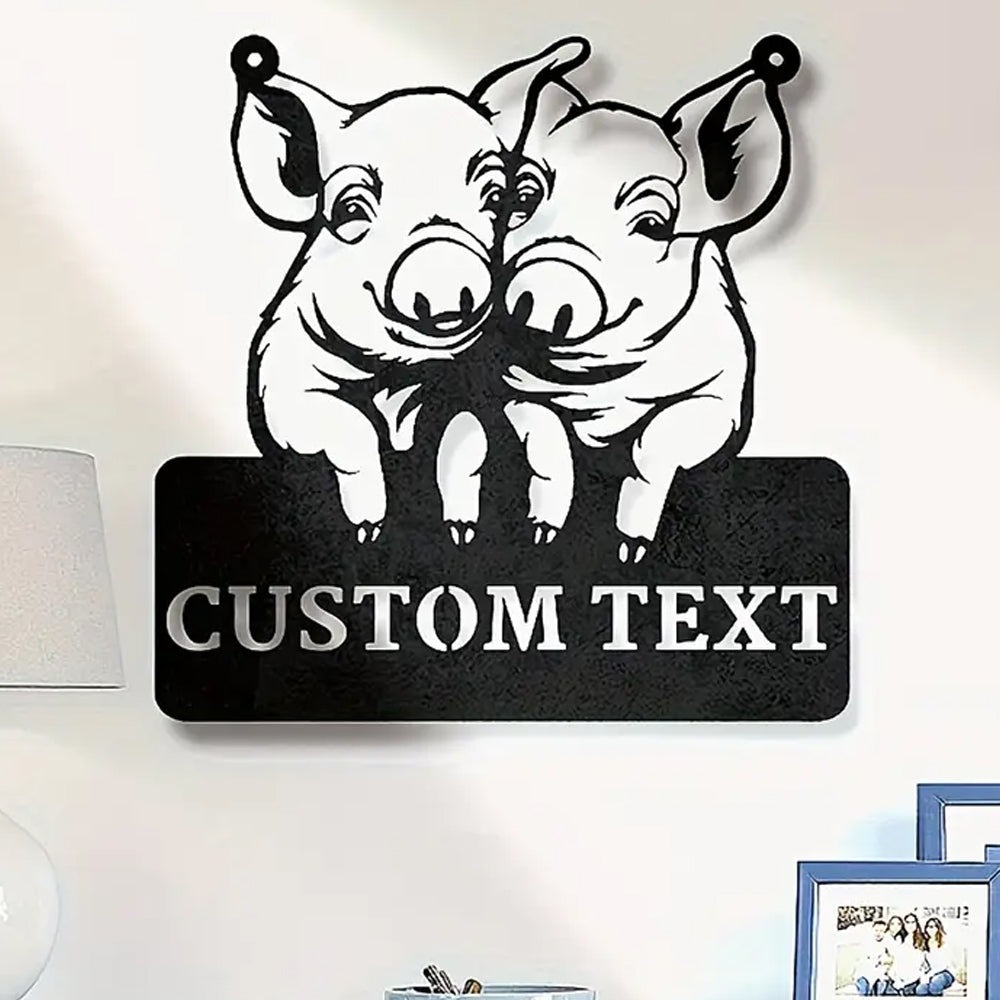 Customizable Pig Welcome Sign Metal Wall Art Decoration – Beckymetal.com