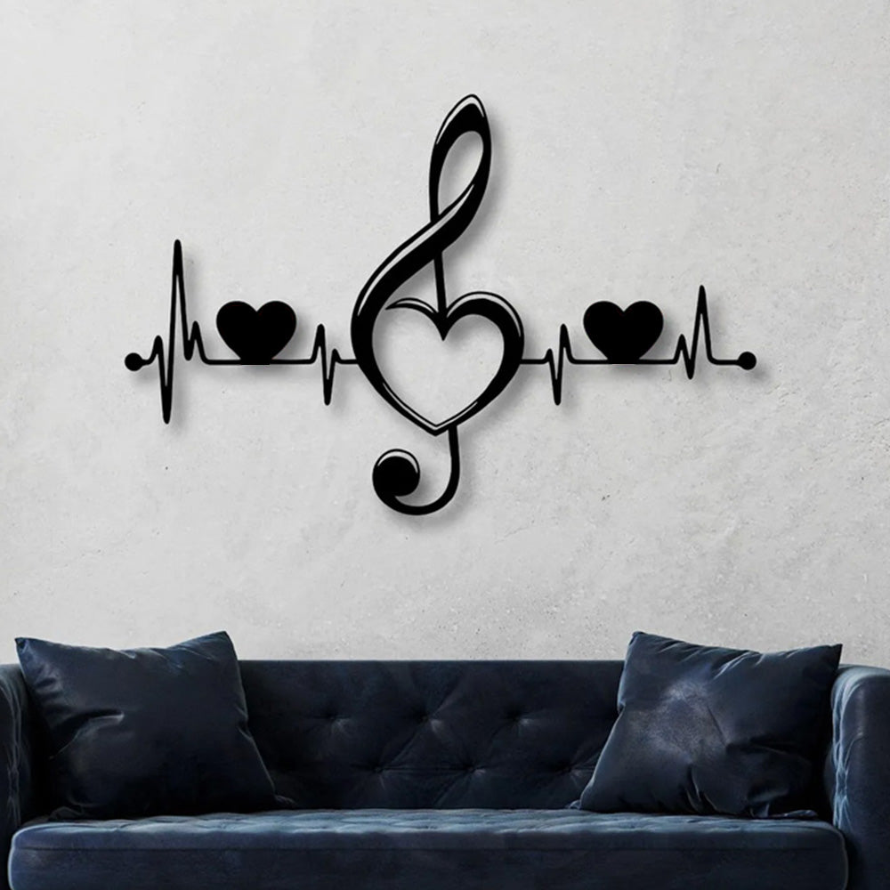 Music Heartbeat Treble Clef Metal Wall Art – Beckymetal.com