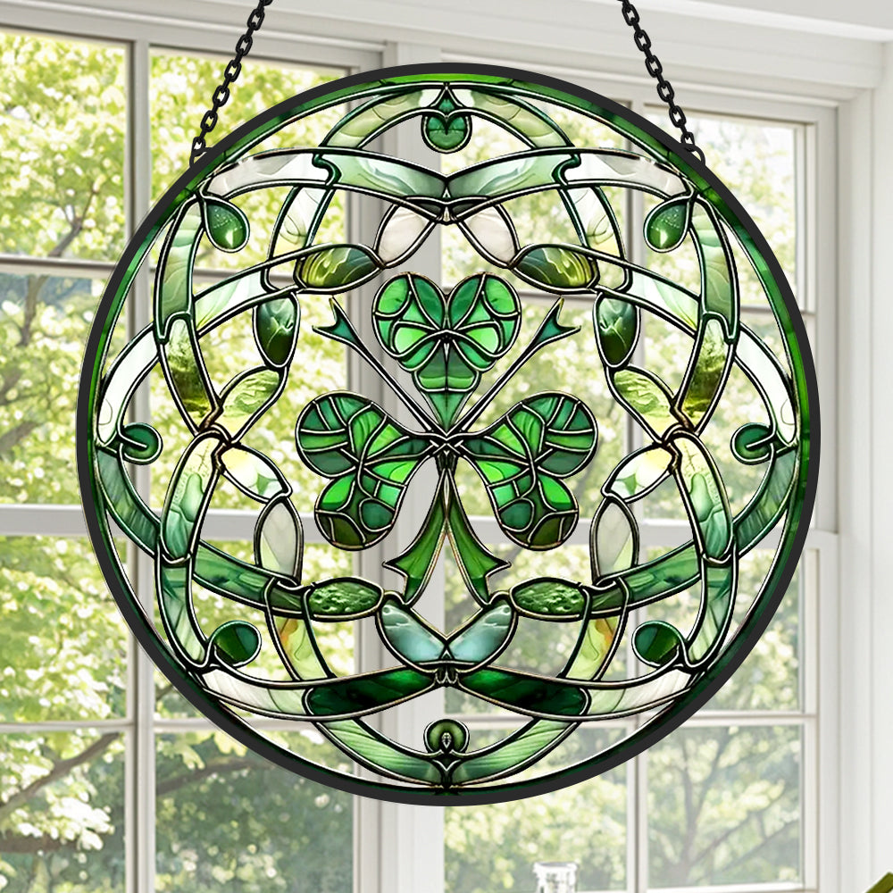 Celtic Knot Clover Sun Catcher Decoration Stained Glass Window Hanging ...