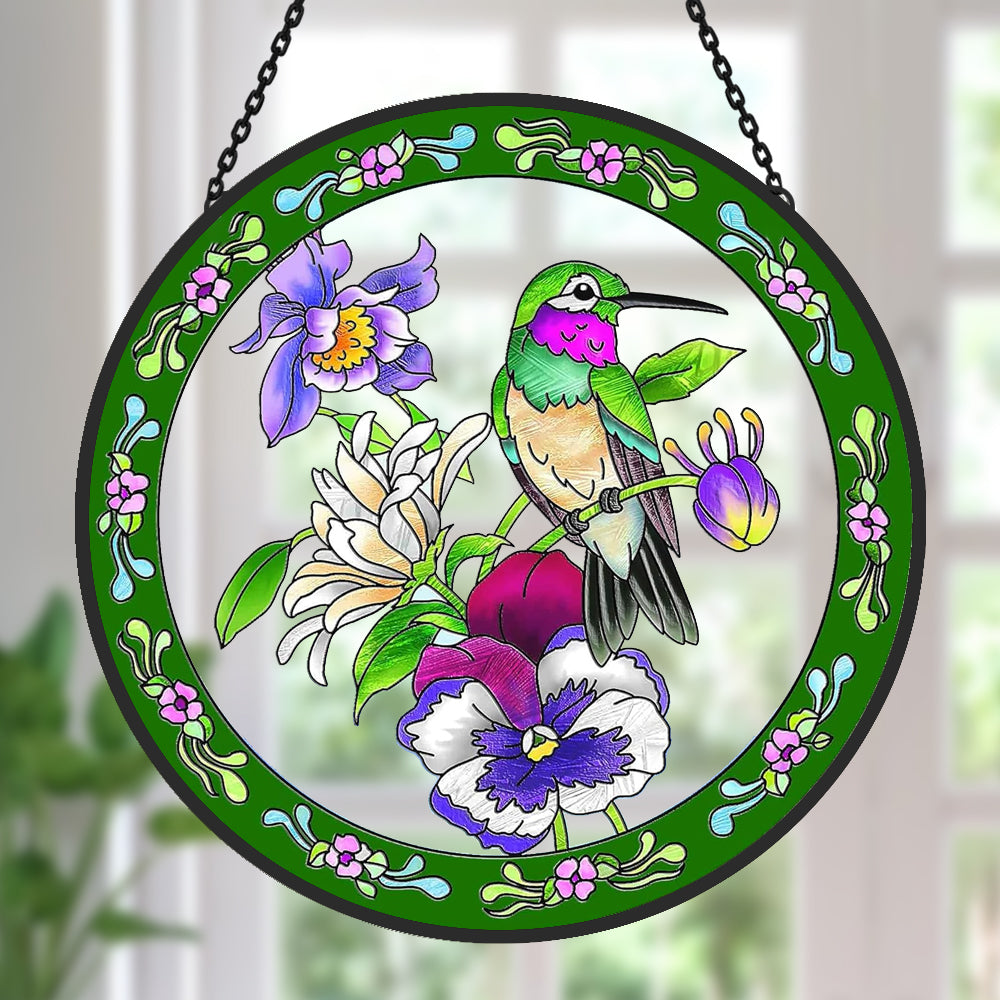 Hummingbird Sun Catcher Decoration Stained Glass Window Hanging ...