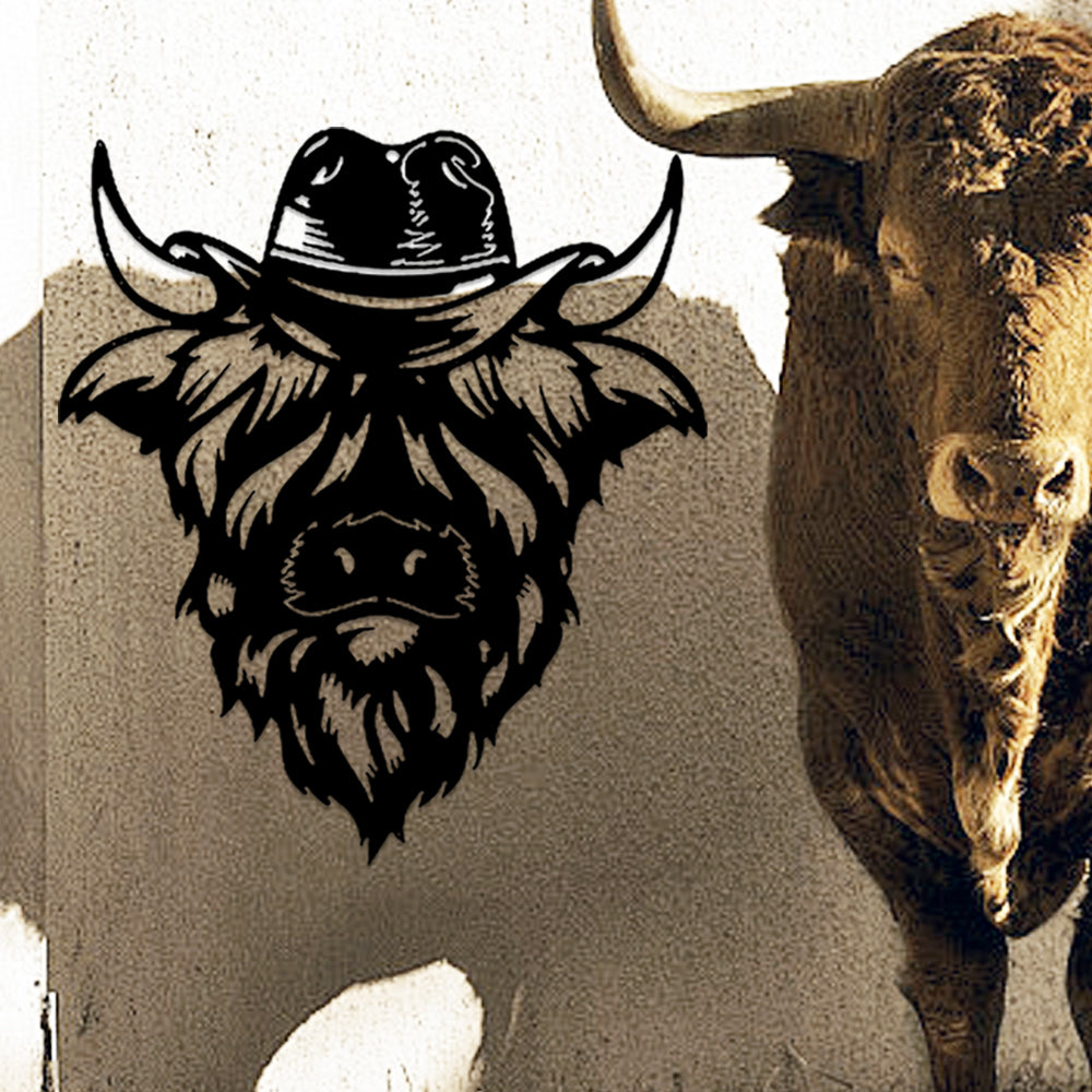 Highland Cow Head Sign Metal Wall Art Decoration – Beckymetal.com